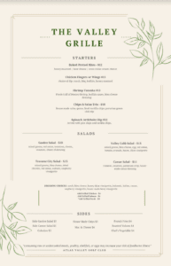 Dinner Menu | atlasvalleygolf.com